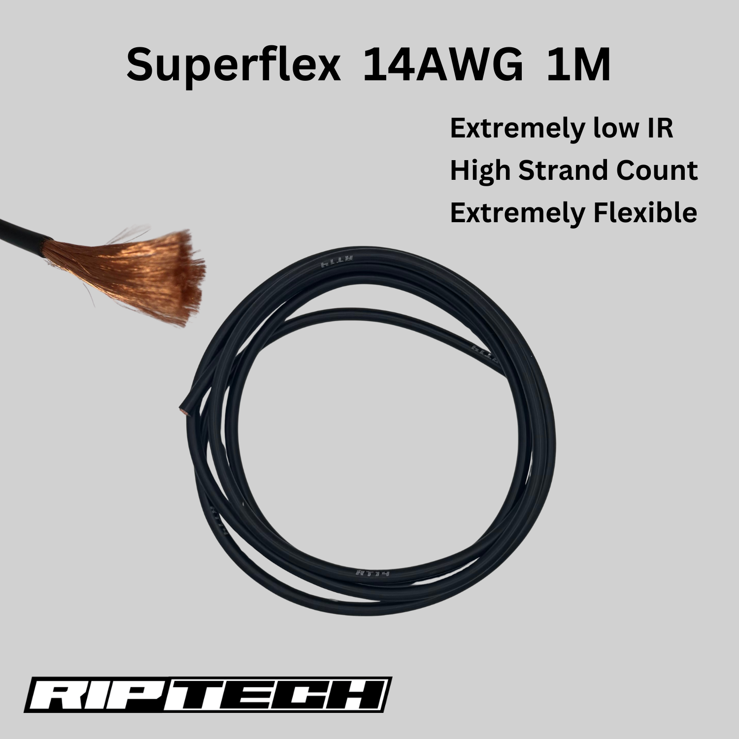 14AWG 3mm Ø Super Flexible Pure Copper Wire in Black 1 Metre Length ...