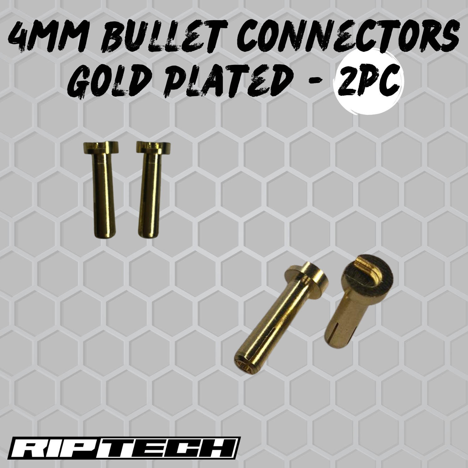 4mm Bullet Connectors Gold Plated - 2 Pack – Riptech Rc
