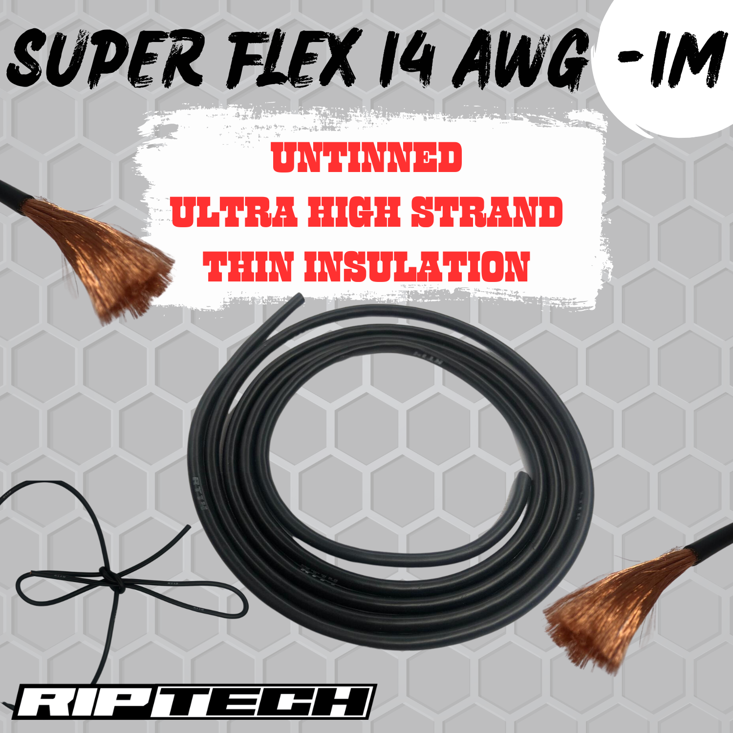 14AWG 3mm Ø Super Flexible Pure Copper Wire in Black 1 Metre Length ...